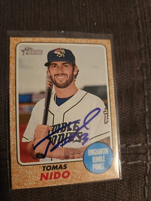 Thomas Nido Signed Autograph 2017 Topps Heritage Minors New York Mets ...
