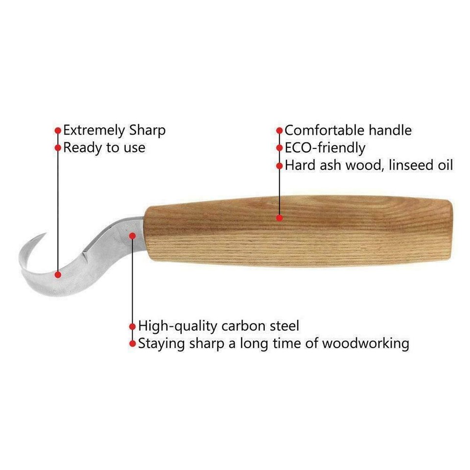 3Pcs Wood Carving Knife Cutter Whittling Hook Kit 155mm DIY Craft Hand ...
