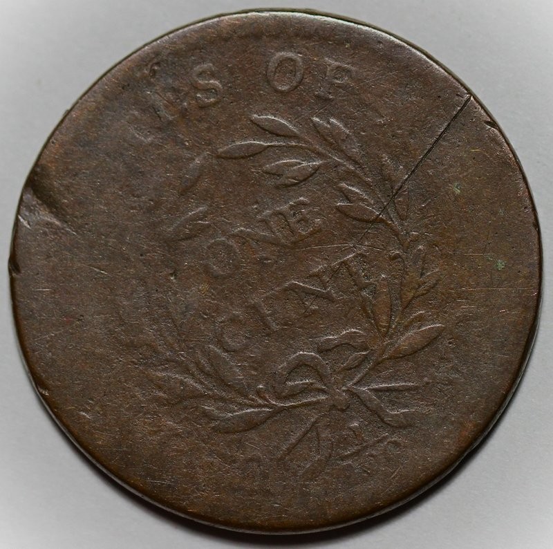 1795 Liberty Cap Large Cent - Plain Edge (S-78), Damage - US 1c Copper ...