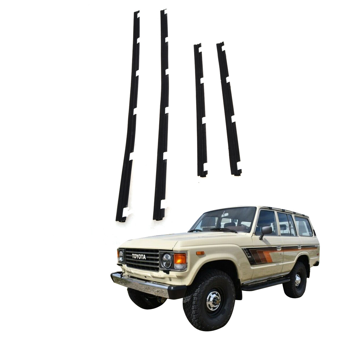 FRT & Rear Door Glass Weatherstrip Outer Fit Toyota Land Cruiser BJ60 ...