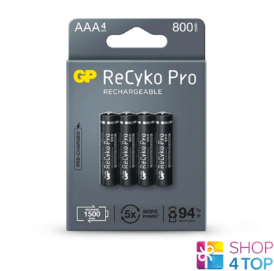 4 GP RECYKO+ PRO RECHARGEABLE AAA R03 BATTERIES BLISTER PACK 800mAh R3 ...