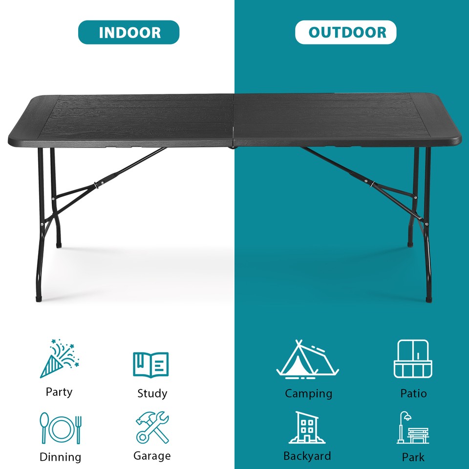 Card Folding Table Garden Yard Beach Family Picnic Table 3/4/6/8 FT ...