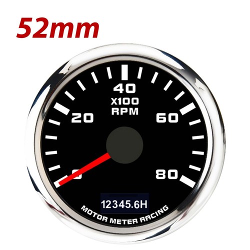 W PRO 52mm Tachometer 8000 RPM Hour Meter Waterproof Car Marine Boat ...
