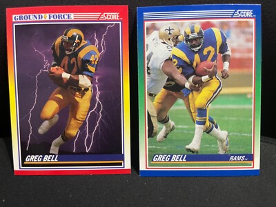 1990 Score Ground Force Greg Bell #328 & Base #89 Rams | eBay