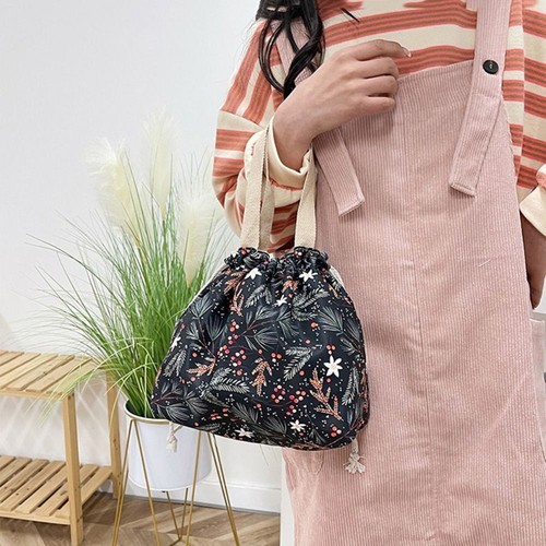 Flower Drawstring Bag Handheld Knot Wrist Bag Cute Canvas Bucket Bag Shopping | eBay