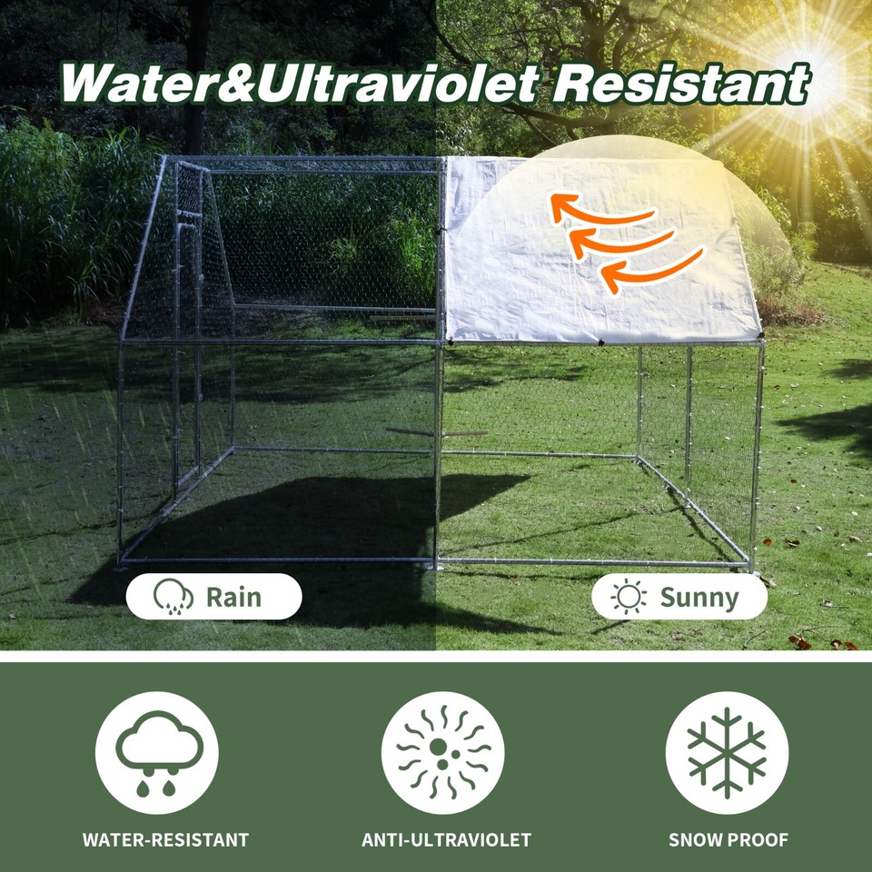 10x10FT Chicken Coop Run Walk In Poultry Cage Backyard Hen w/Climbing ...