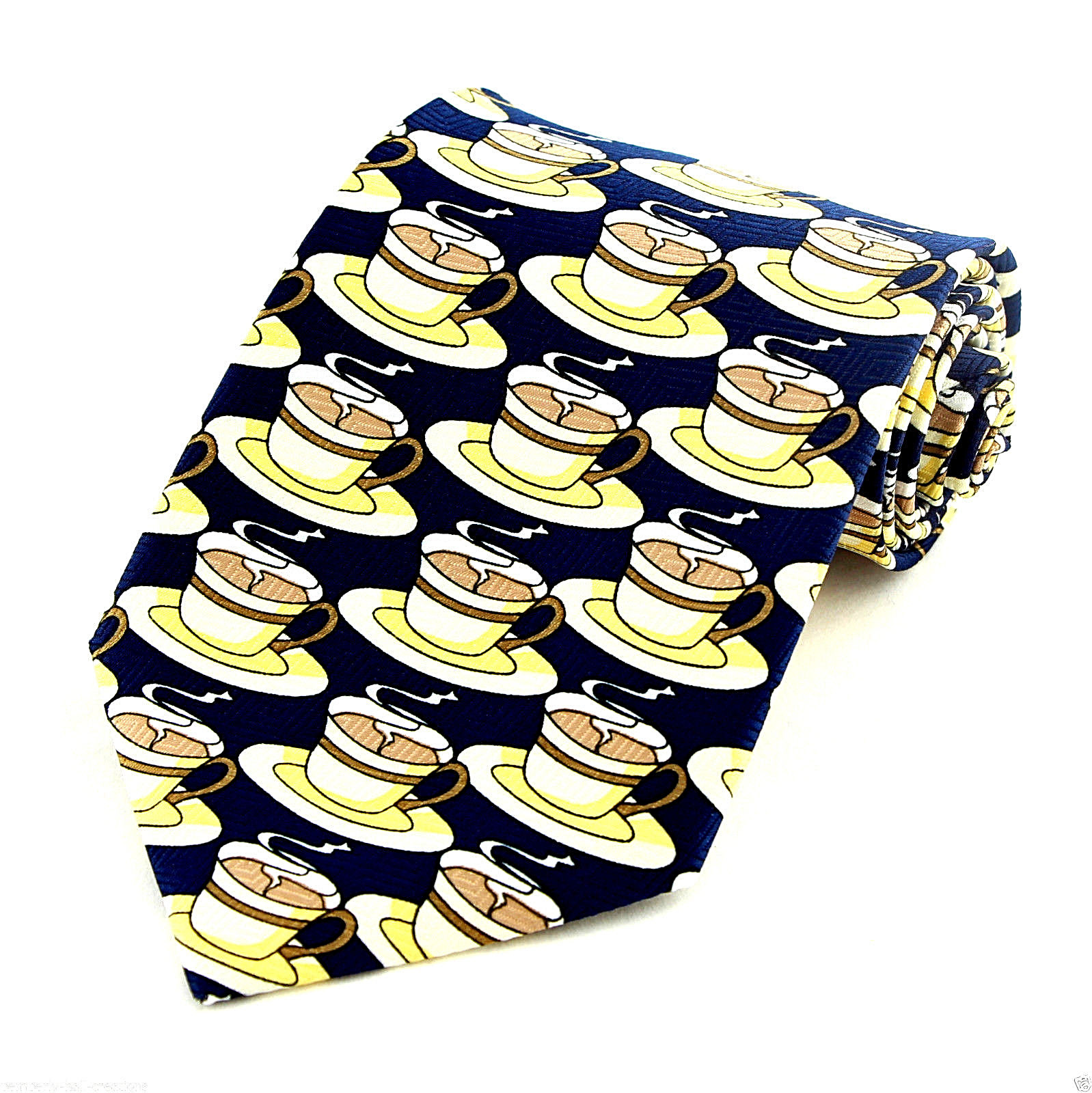 Cups & Saucers Mens Neck Tie Coffee Cup Joe Java Tea Food Gift Blue ...