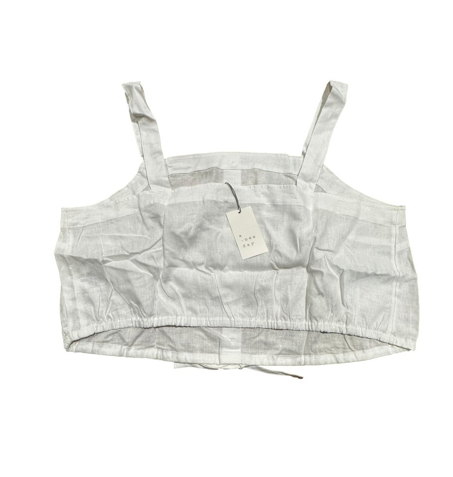 Women's Plus Size Tie-Front Apron Tank Top - A New Day White 3X | eBay