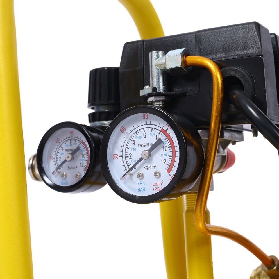 1.5HP Silent Oil-Free Air Compressor Yellow, 8 Gallon Portable with ...