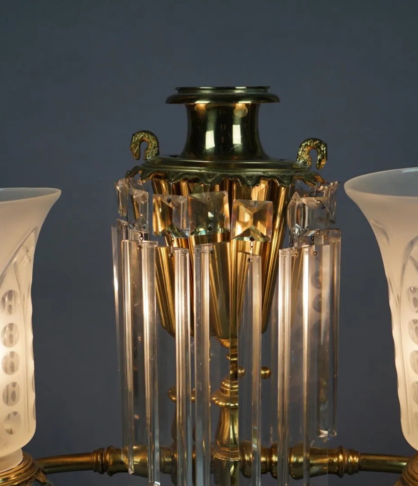 Antique Victorian Double Argand or Astral Table Lamp w Engraved Shades ...