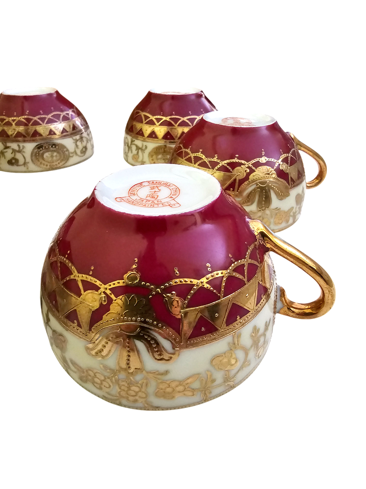 Japan Genuine Samurai tea set teapot,sugar,creamer,6cups & saucers ...