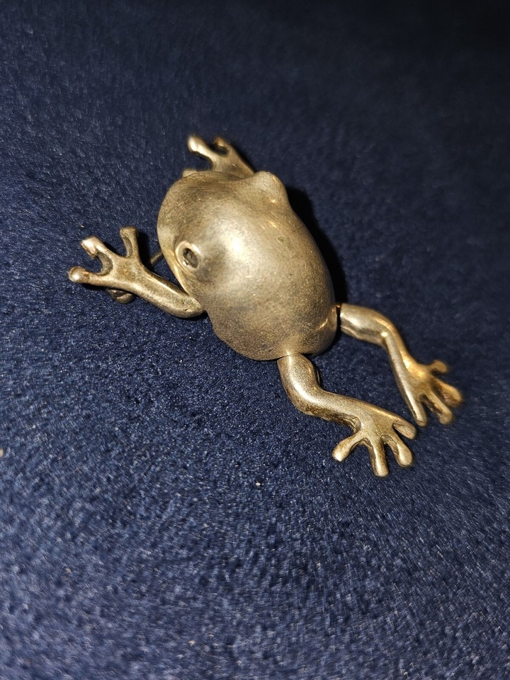 Leaping Frog Silver Frog MOVABLE MOUTH LEGS Antique VINTAGE BROOCH PIN ...