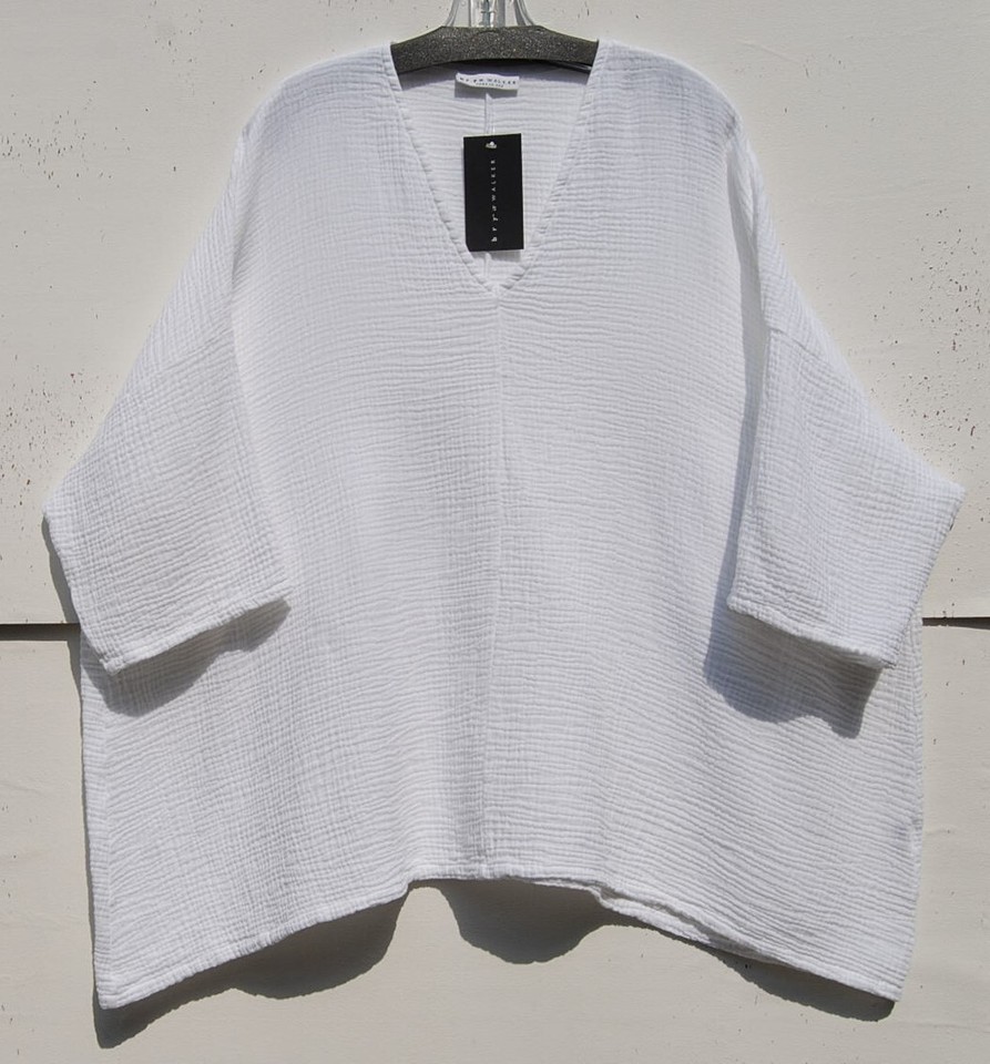 NWT Bryn Walker WHITE BAX Woven Cotton Gauze Tunic Top Oversize 2X Bust ...