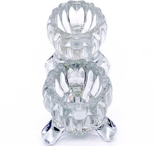 Vintage Pair Jeannette National Pattern Glass Candlesticks Candle ...