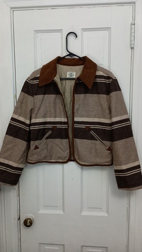 Vtg Benetton Blue Family Southwest Style Tan Striped Wool Jacket Italy ...