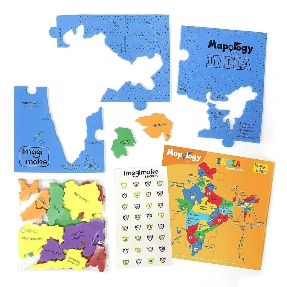 Mapology India Map Puzzles Geography for Kids Educational Toys Puzzles ...