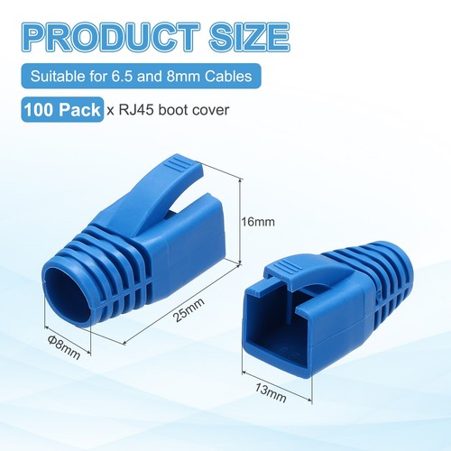 100 Pack Boot Cover, Cat6A Cat7/7A 8mm (Blue) | eBay