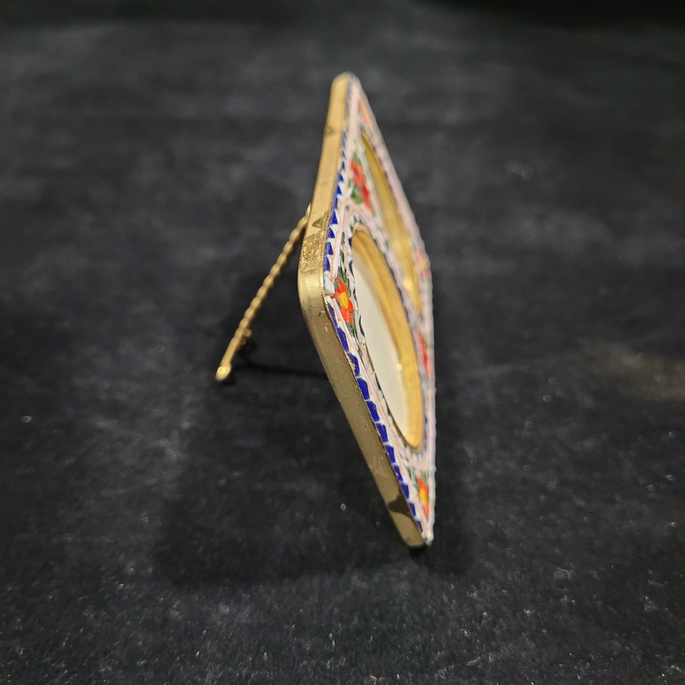 VTG Lilac Blue Micro Mosaic Double Photo Picture Frame Italian Red ...