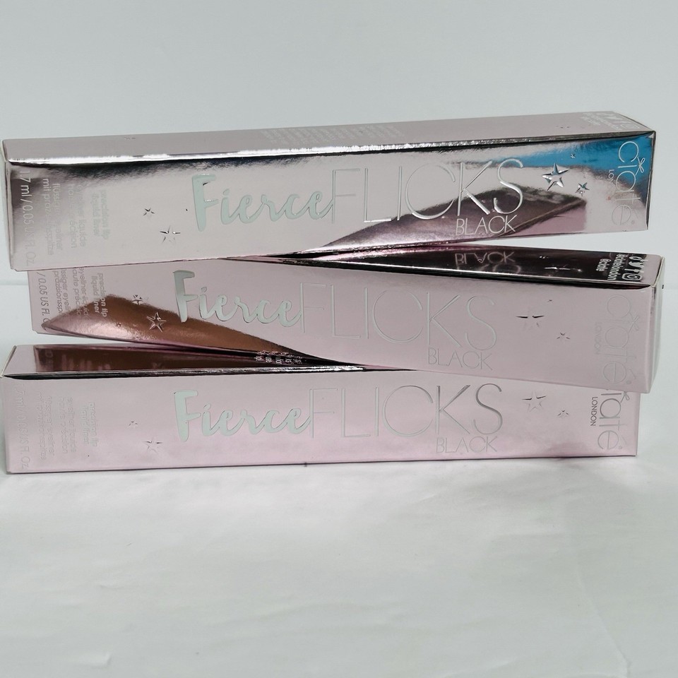 (3) CIATE LONDON Fierce Flicks Black Precision Tip Liquid Liner -NEW IN ...