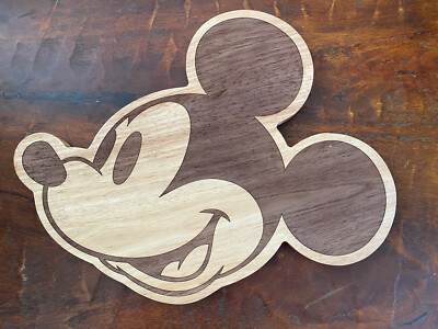 HTF NEW DISNEY MICKEY MOUSE LASER CUT WOOD CUTTING BOARD CHARCUTERIE ...