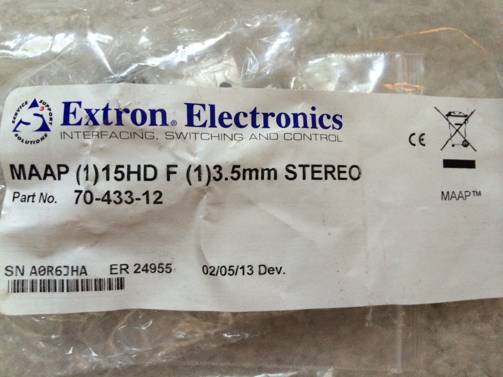Extron 70-293-11 MAAP (1) 3.5mm Stereo Mini Jack to Solder Tabs BLK New ...