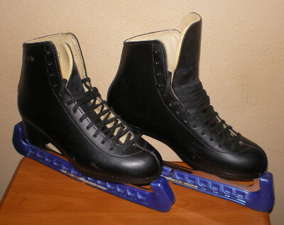 GAM Women BLACK Leather FIGURE ICE SKATES Club 2000 Blades Sheffield ...