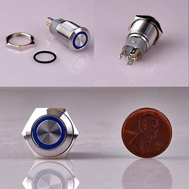 Latching Pushbutton Switch for 16Mm 5/8" Mounting Hole ON/OFF Silver ...
