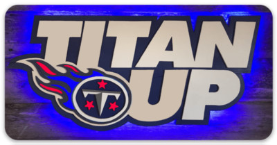 Tennessee Titans TITAN UP Slogan word logo on colored blue background ...