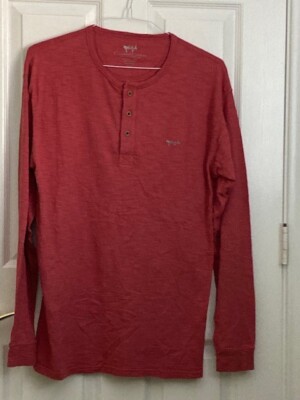 Men's Coastal Cotton Red Henley Shirt Size Medium | eBay