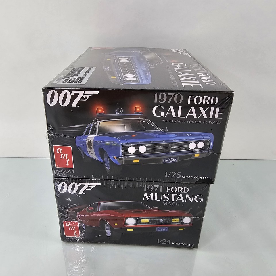 AMT 007 James Bond 1970 Ford Galaxie Police Car & Mustang SET 1:25 ...