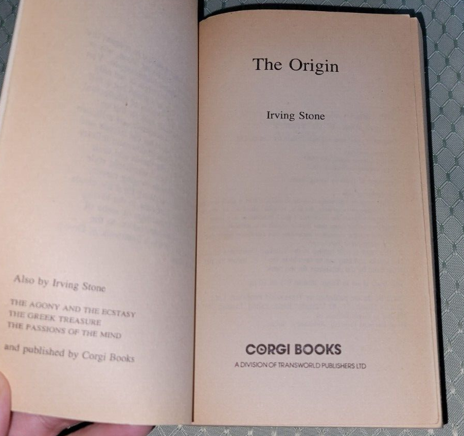 THE ORIGIN Biographical Novel of CHARLES DARWIN by Irving Stone Corgi ...