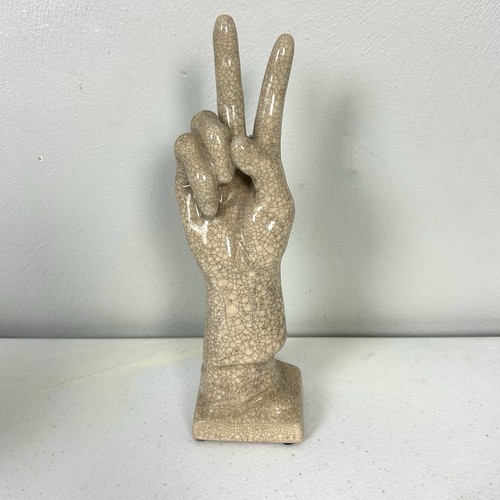 Hand-Painted Ceramic Peace Sign Hand Sculpture Boho Folk Art Style | eBay