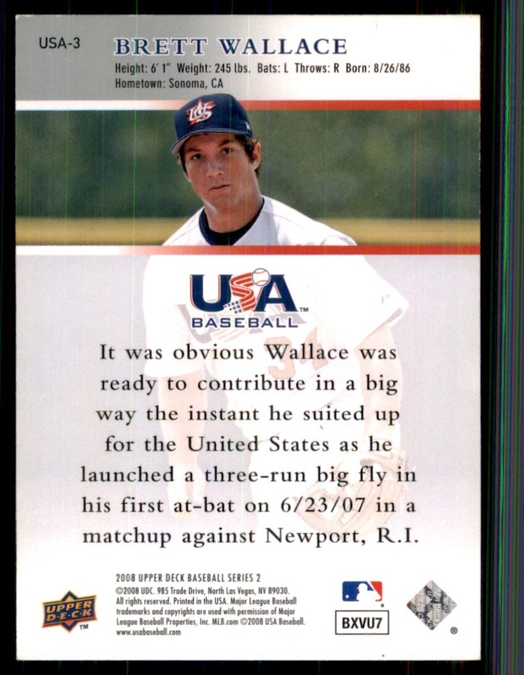 2008 Upper Deck USA National Team Brett Wallace IP Signed Auto ...