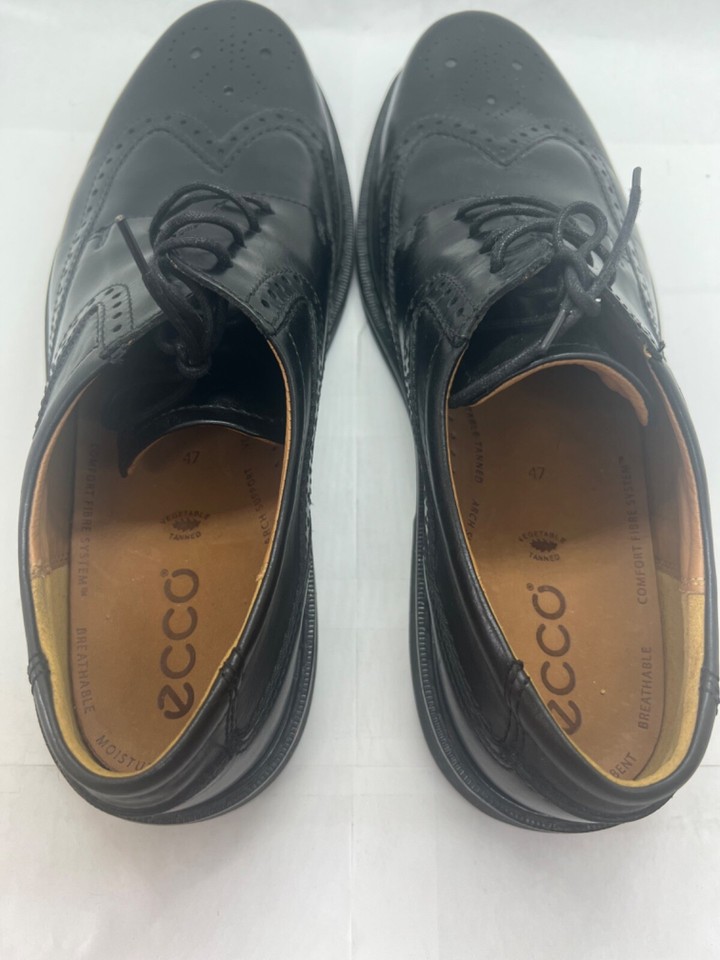 Ecco Shock Point Mens Black Leather Oxford Lace Up Dress Shoe Sz EU 47 ...