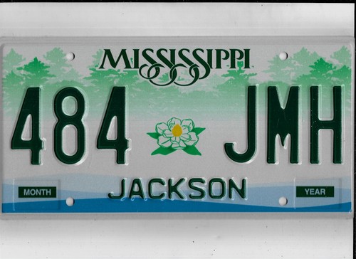 MISSISSIPPI passenger license plate "484 JMH" *****JACKSON*****MINT ...