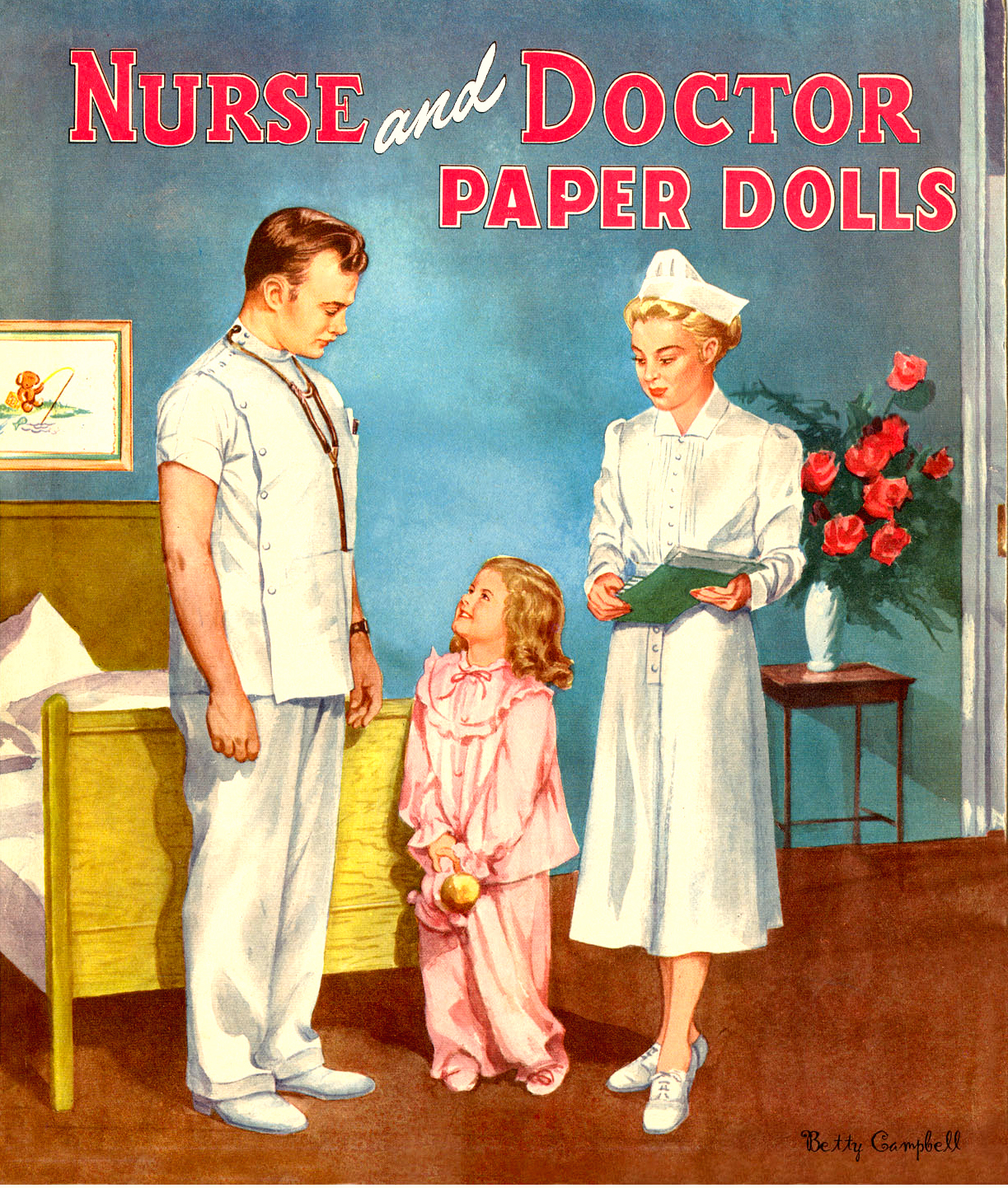 VINTAGE UNCUT 1940S NURSE & DOCTOR PAPER DOLL ~SAALFIELD~ORG SZ~LASER ...