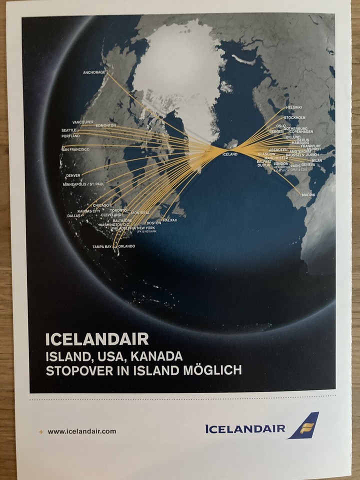 ICELANDAIR SERVICES BROCHURE B757 SEAT CHART ROUTE MAP 2017 TIMETABLE ...
