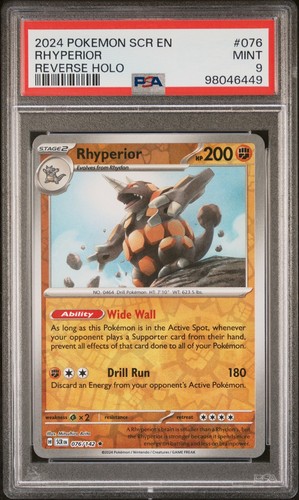2024 POKEMON STELLAR CROWN SCR EN #76 RHYPERIOR REVERSE HOLO PSA 9 POP ...