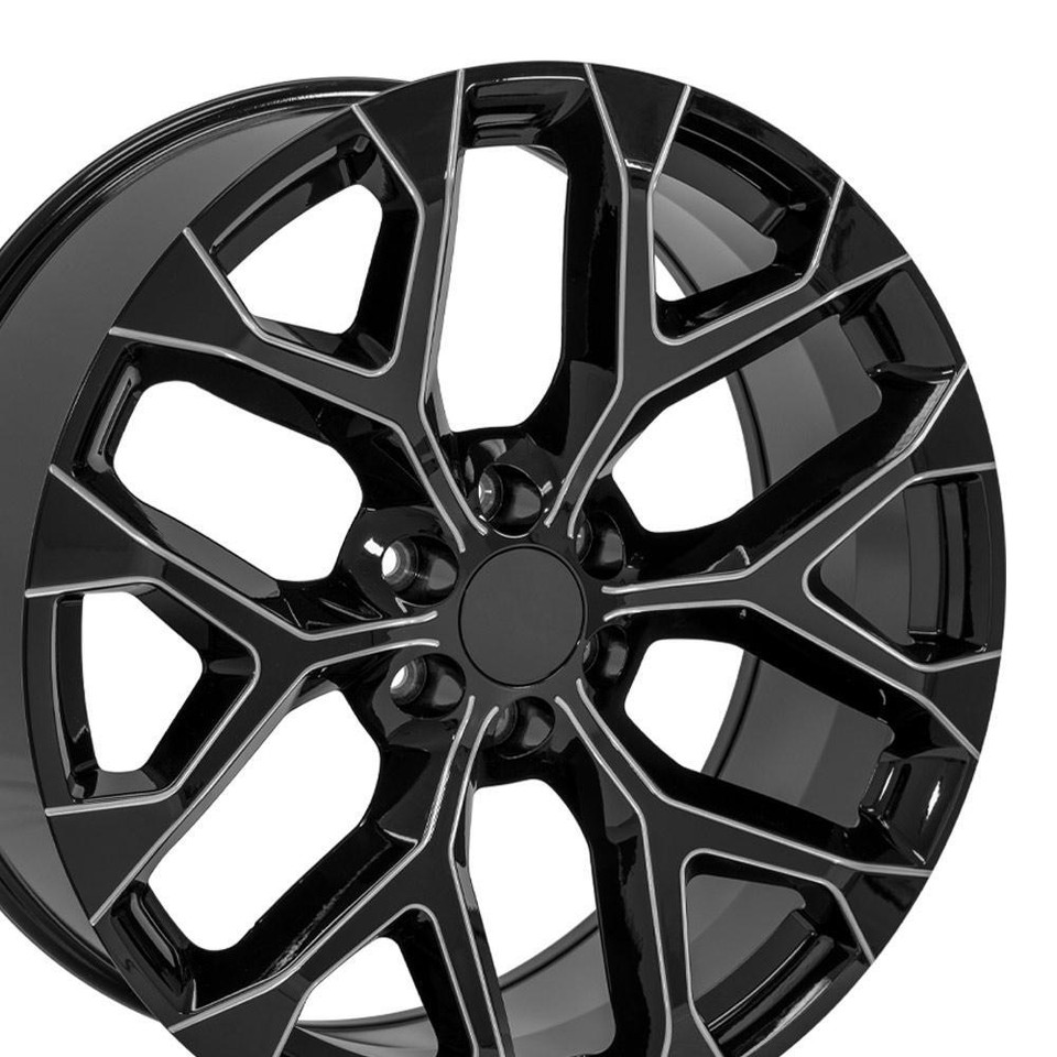 24x10 Milled Black 5668 Snowflake Wheels SET Fit Silverado Tahoe ...
