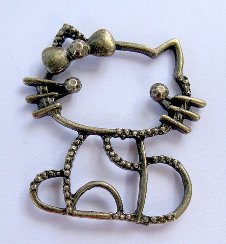 Bronze Hello Kitty Pendant Sanrio Connector Bead Jewelry Hairbow Gold ...
