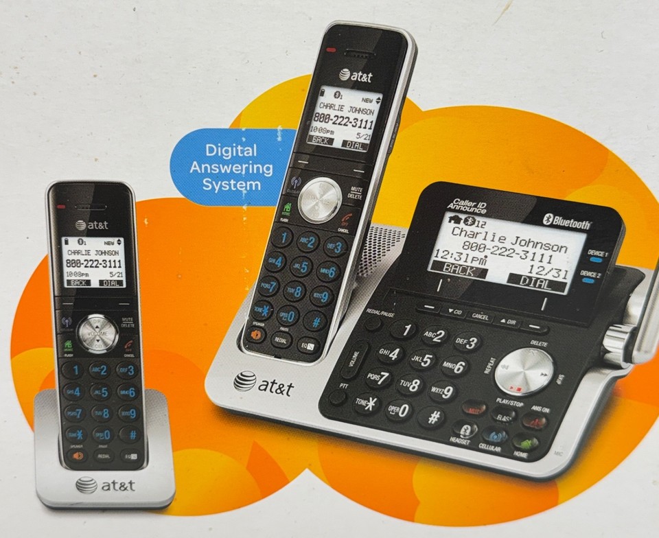 ATT Connect-to-Cell 2 Handset Dect 6.0 Cordless Phone w Digital Answer ...