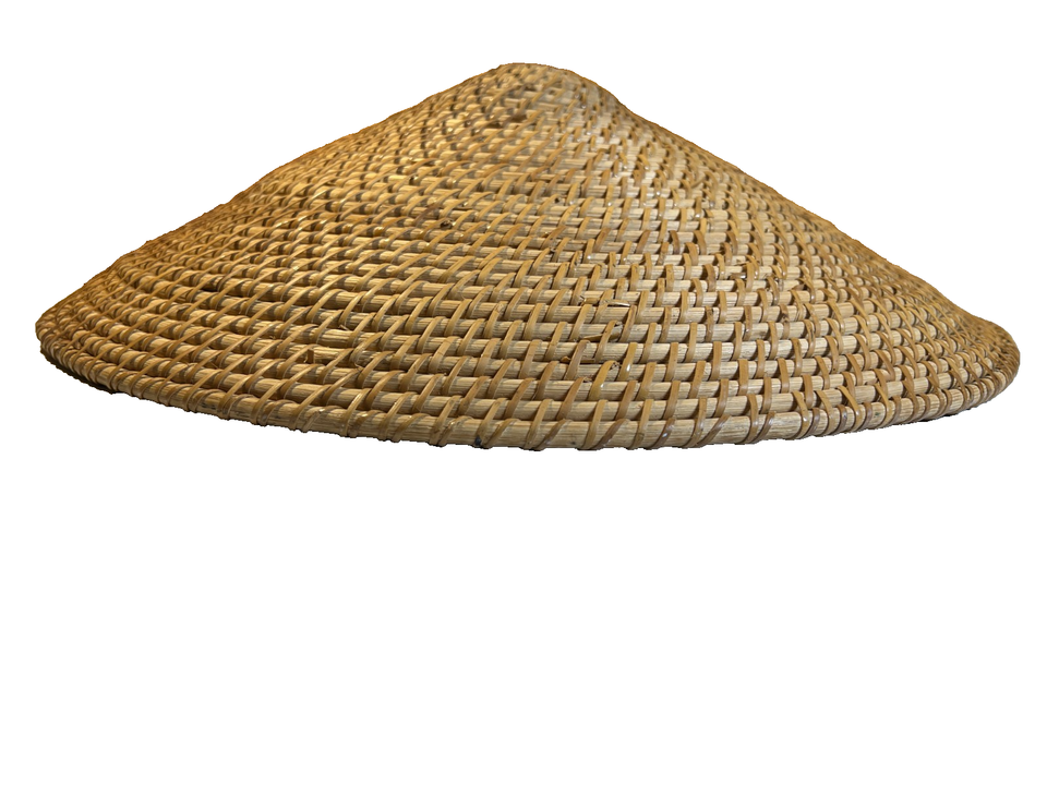 Antique Woven Conical Asian Hat Reed Grass Rice Paddy Style Hand ...