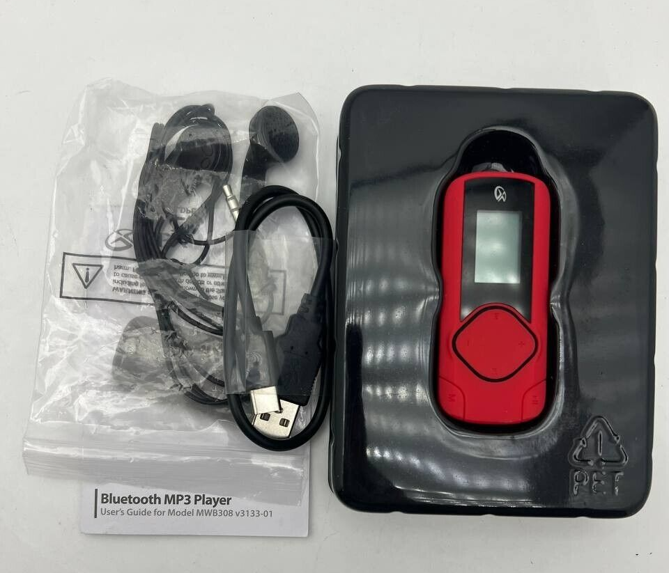 GPX MWB308R MP3 Player 8GB Bluetooth FM Radio Voice Recorder Red Retro ...
