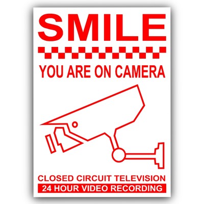 1 x CCTV Smile You Are On Camera-24hr Recording Stickers-Warning ...