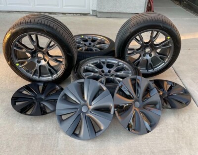 19" Tesla 2021-2024 Model S Plaid OEM Tempest Staggered Wheels Pirelli ...