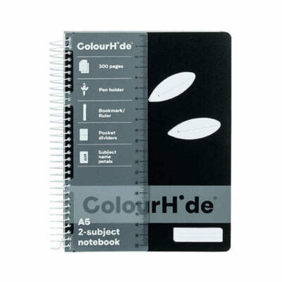 Colourhide A5 Notebook 300 Pages Black Handy Protective Polypropyle ...