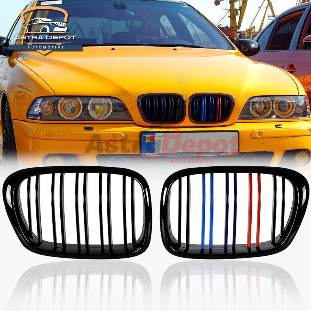 M-Color Gloss Black Dual Slat Kidney Grille Grill For 1997-2003 BMW E39 ...