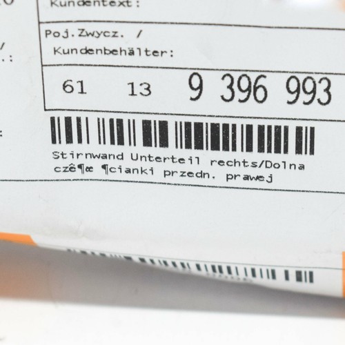 NEU BMW X3 G01 M F97 RECHTE FIREWALL UNTERE ABSCHNITT 61139396993 ...