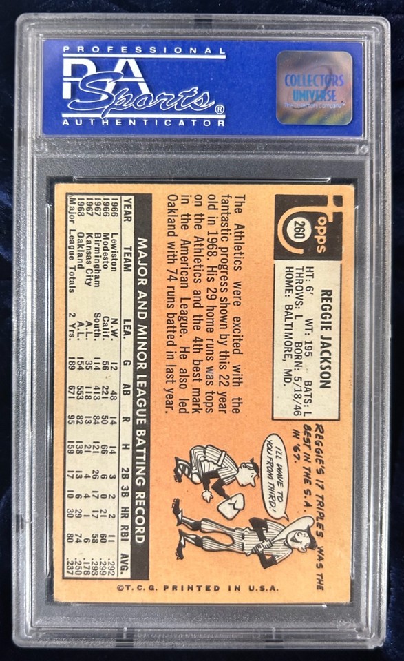 Reggie Jackson 1969 Topps Baseball RookieCard #260. PSA 4. Very Good ...