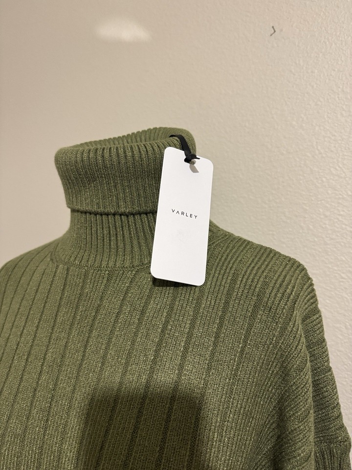 Varley Eve Oversized Green Turtleneck Sweater Ribbed Christmas Fall ...